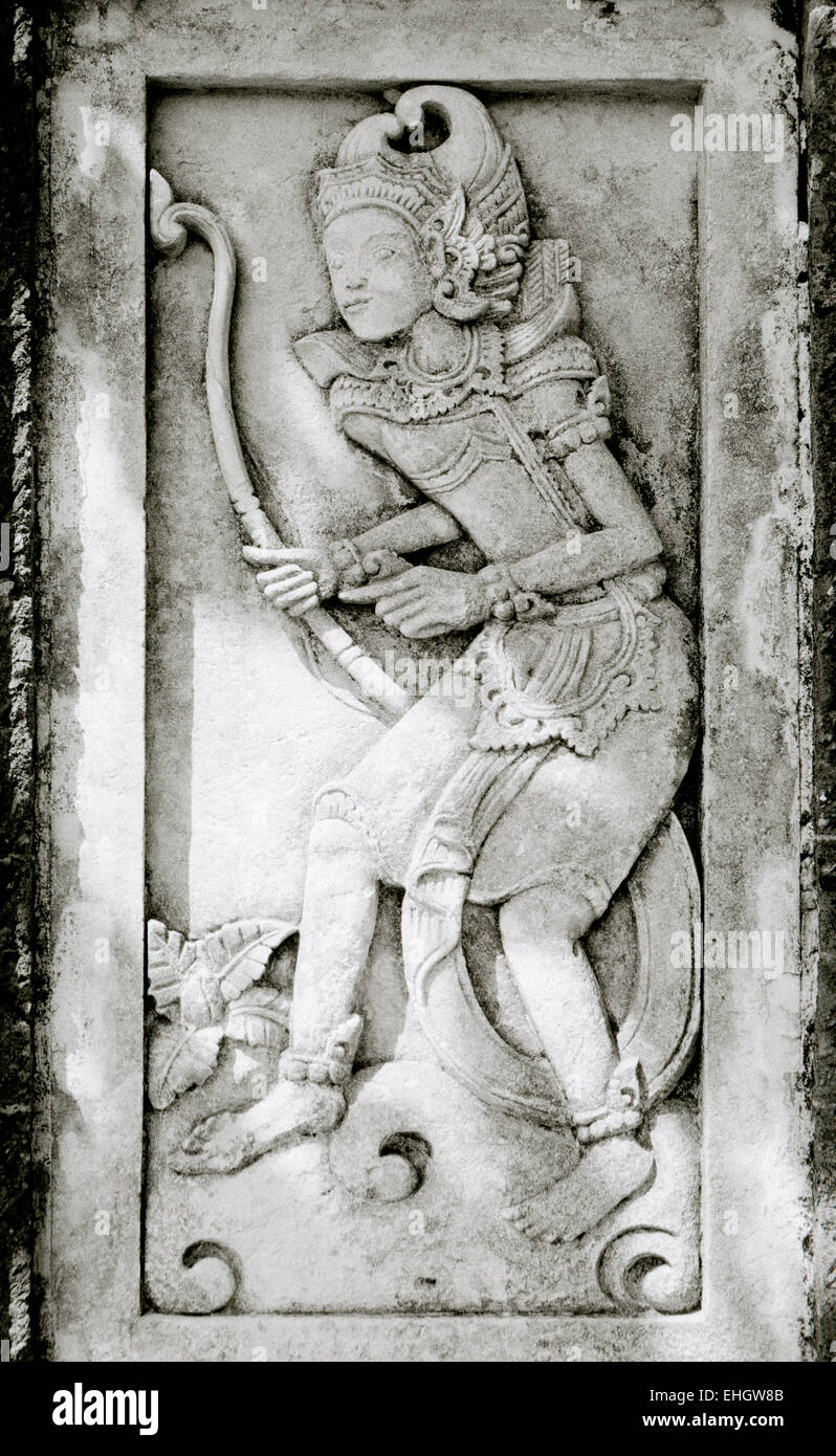 Balinese art in Ubud in Bali in Indonesia in Southeast Asia. Figurative ...