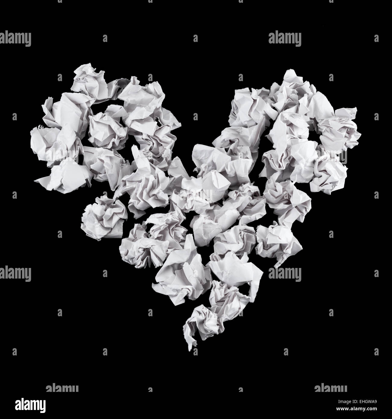 Heart shape made of crumpled paper balls Stock Photo - Alamy