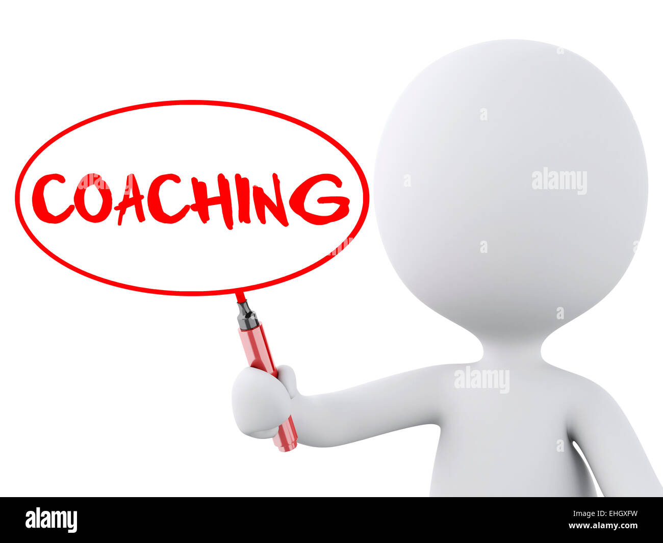 coaching word written by white people with red marker. 3d image ...