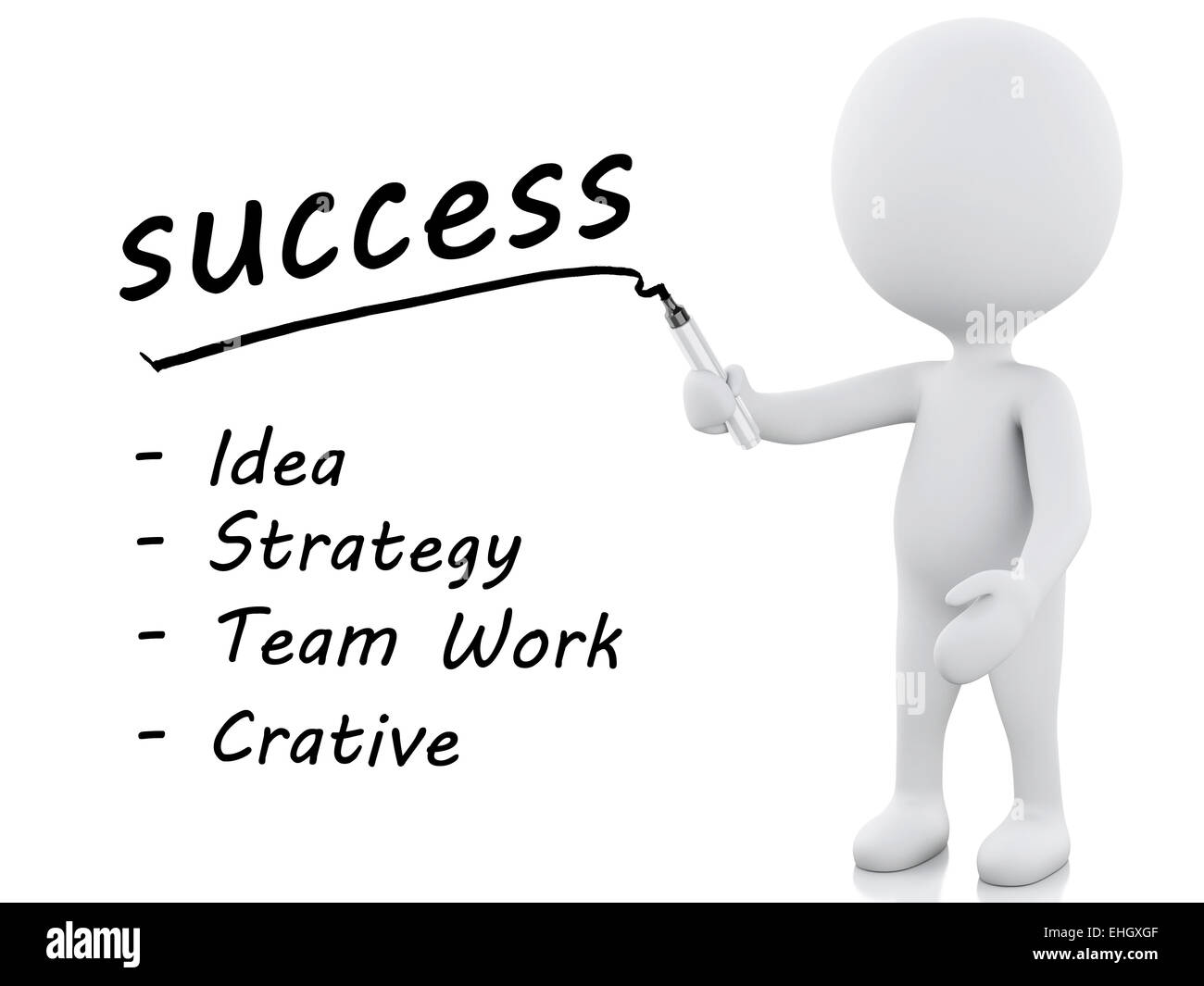 3d image. White people with marker. Success concept, isolated white ...