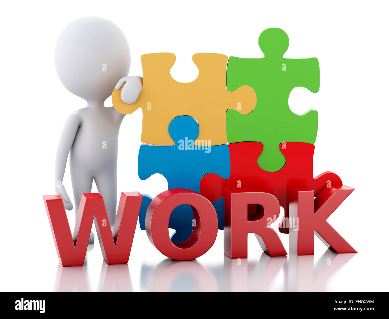 3d image. White people with piece of a puzzle. Work concept. Isolated ...