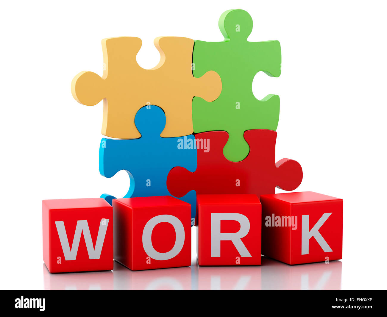 3d image. Pieces of puzzle. Work concept. Isolated white background ...