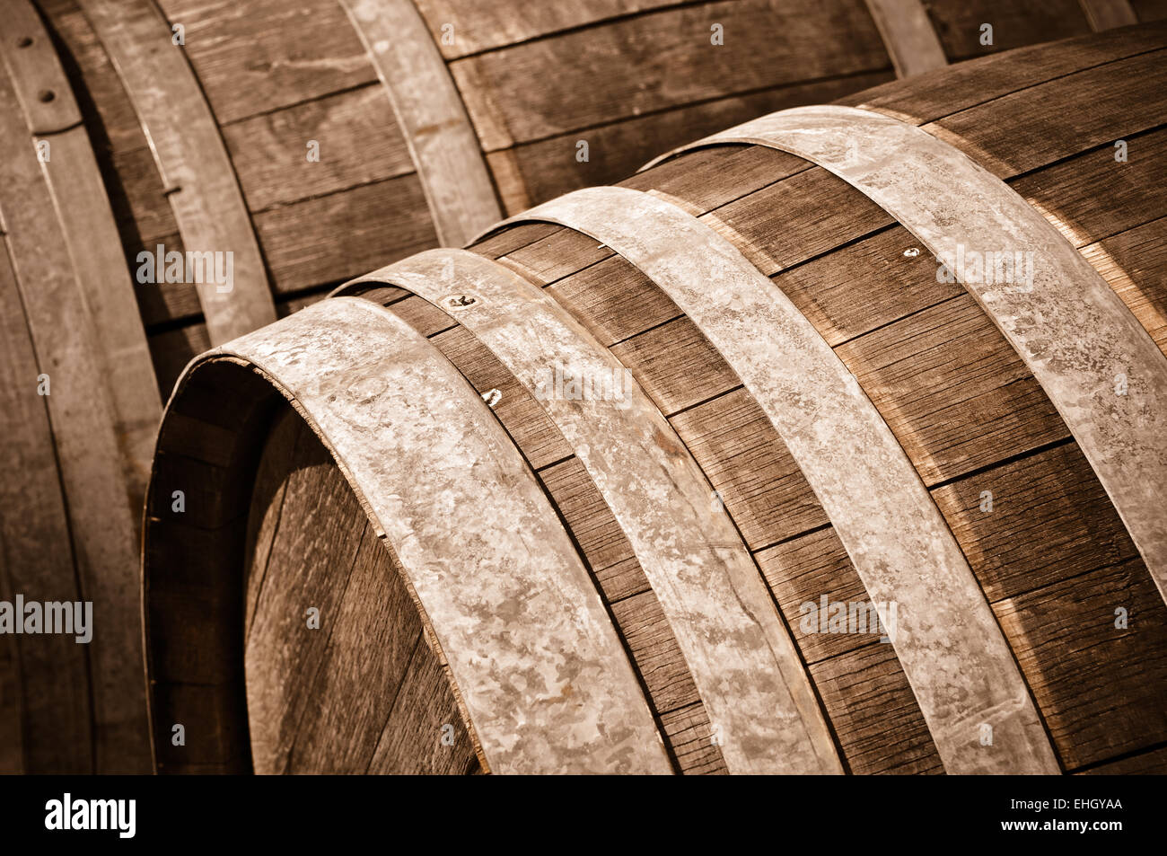 Oak Wine Barrel Close Up Stock Photo - Alamy