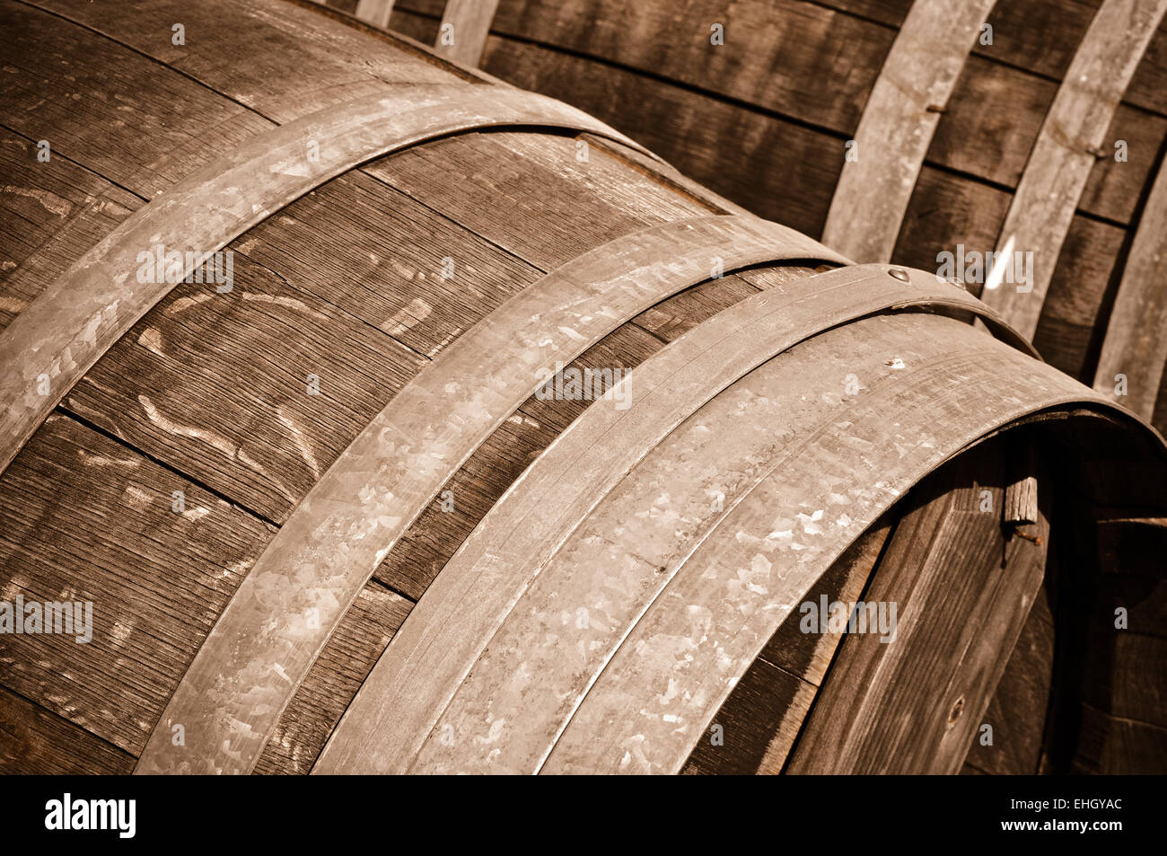 Oak Wine Barrel Close Up Stock Photo - Alamy