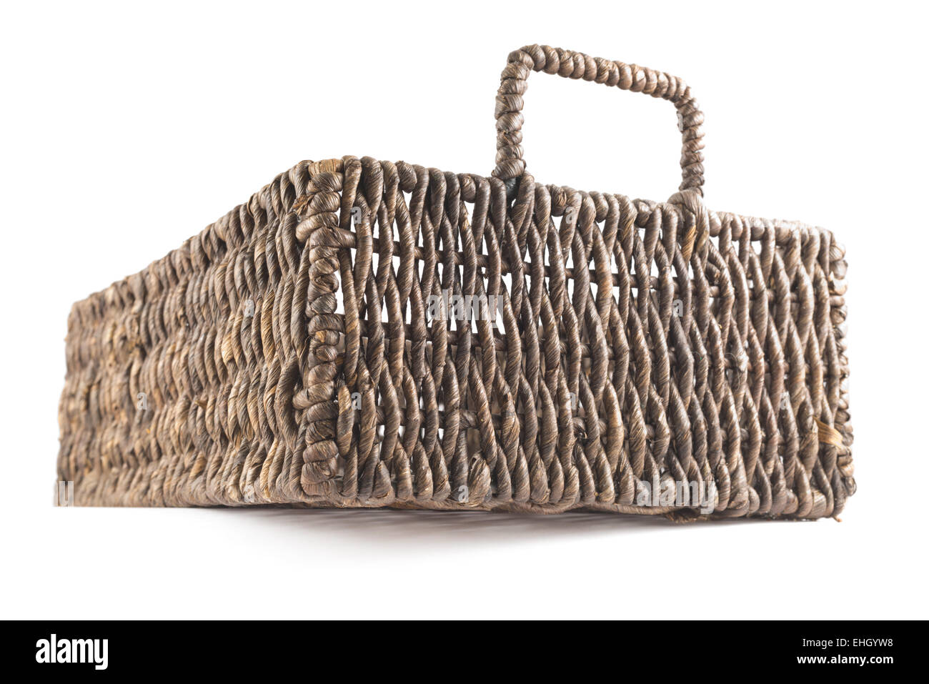 Brown wicker basket isolated Stock Photo - Alamy