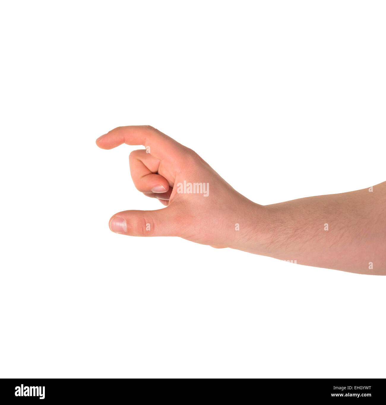 Showing a small size, hand gesture isolated Stock Photo - Alamy