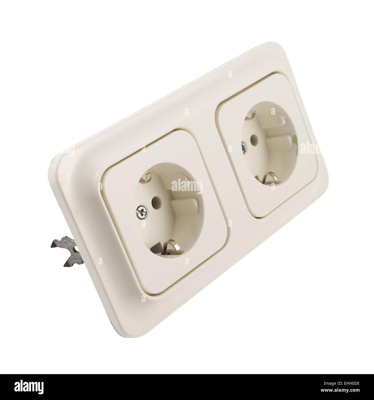 Electrical double jack socket isolated Stock Photo - Alamy