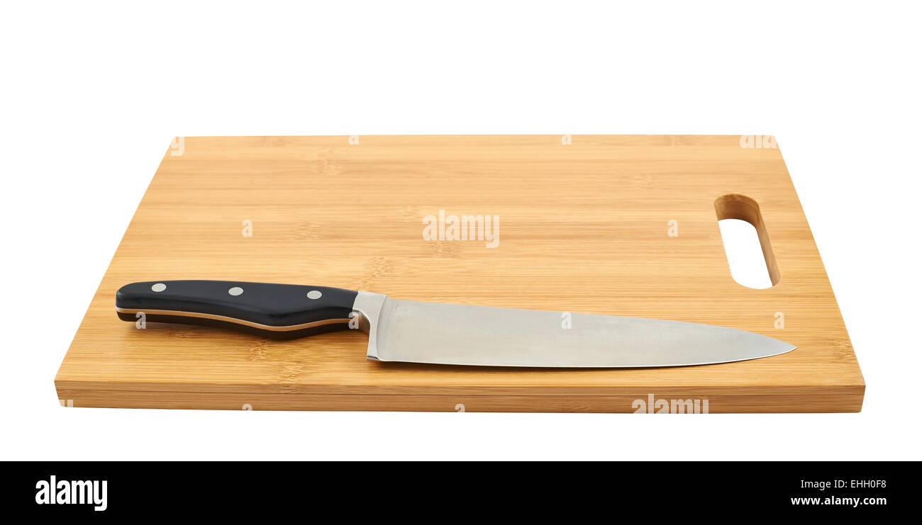 Steel kitchen knife on cutting board Stock Photo - Alamy