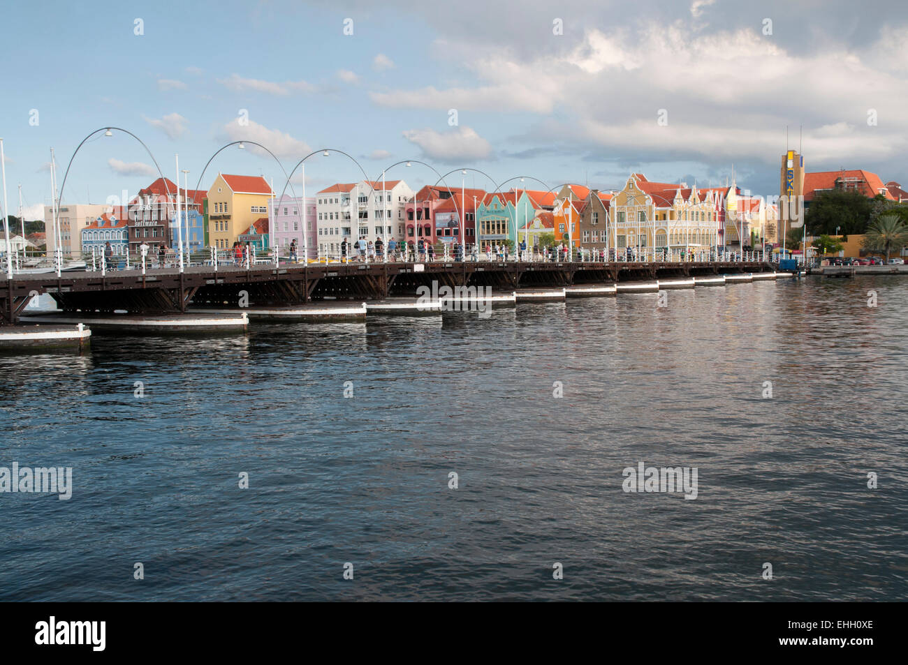 The Queen Emma Bridge from 1888 is a pontoon bridge in the Caribbean ...