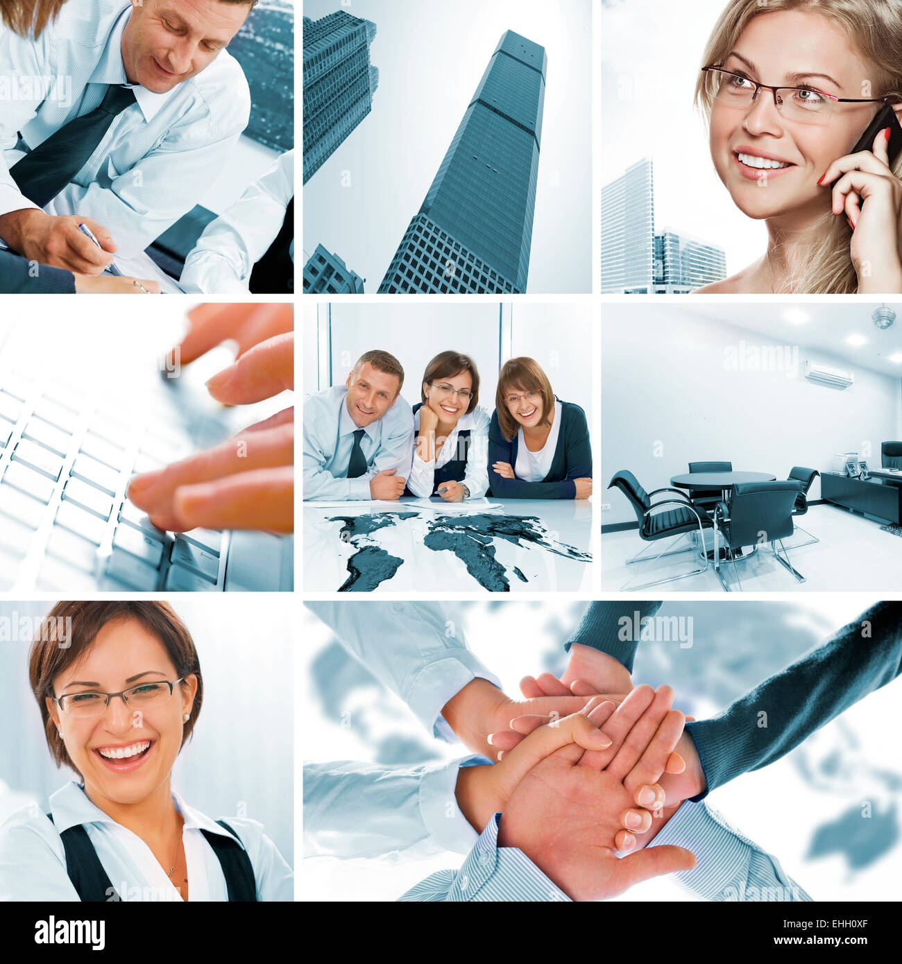 business theme photo collage composed of few images Stock Photo - Alamy