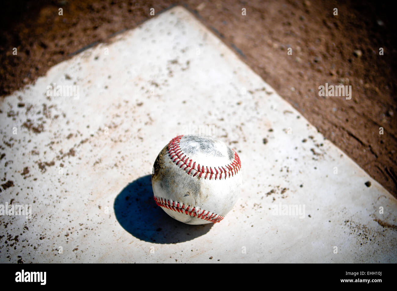 Baseball Close Up on Home Plate Stock Photo - Alamy