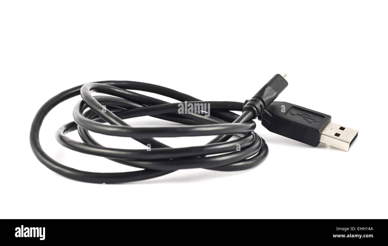 Coiled USB cable isolated Stock Photo - Alamy