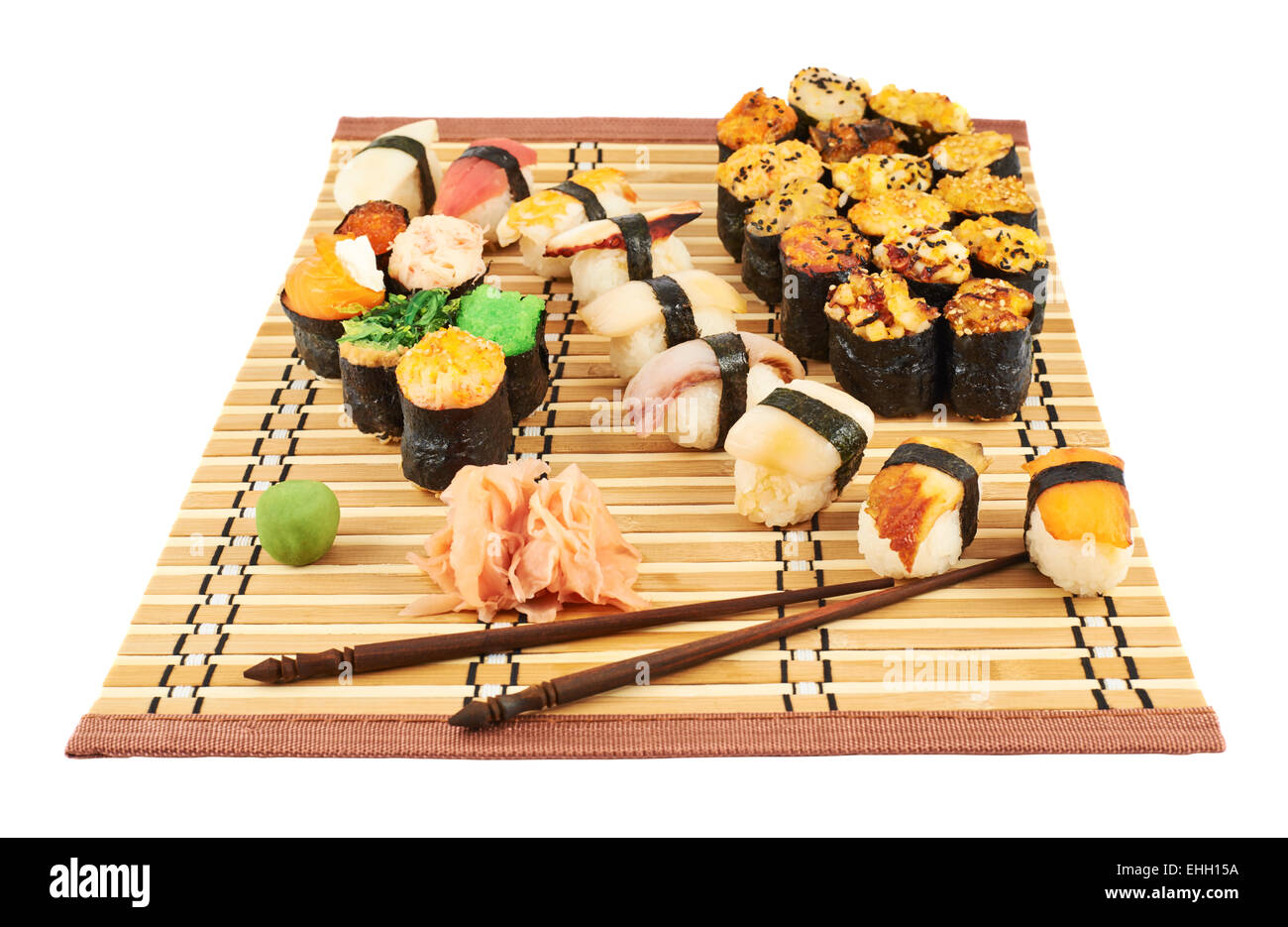 Nigirizushi and baked sushi composition Stock Photo - Alamy