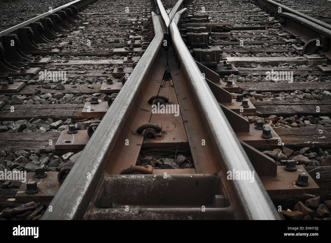 Railroad Tracks going in Different Directions Stock Photo - Alamy