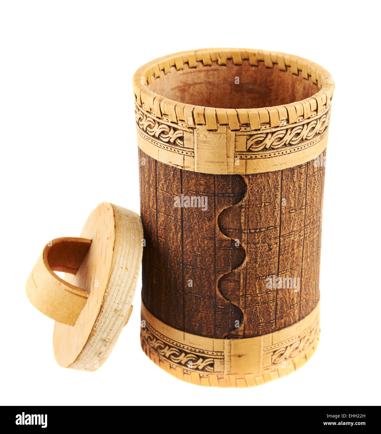 Handmade wooden cylindrical case Stock Photo - Alamy