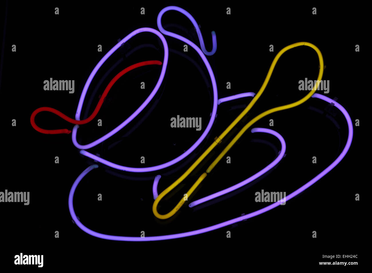 Coffee and Spoon Neon Sign Stock Photo - Alamy