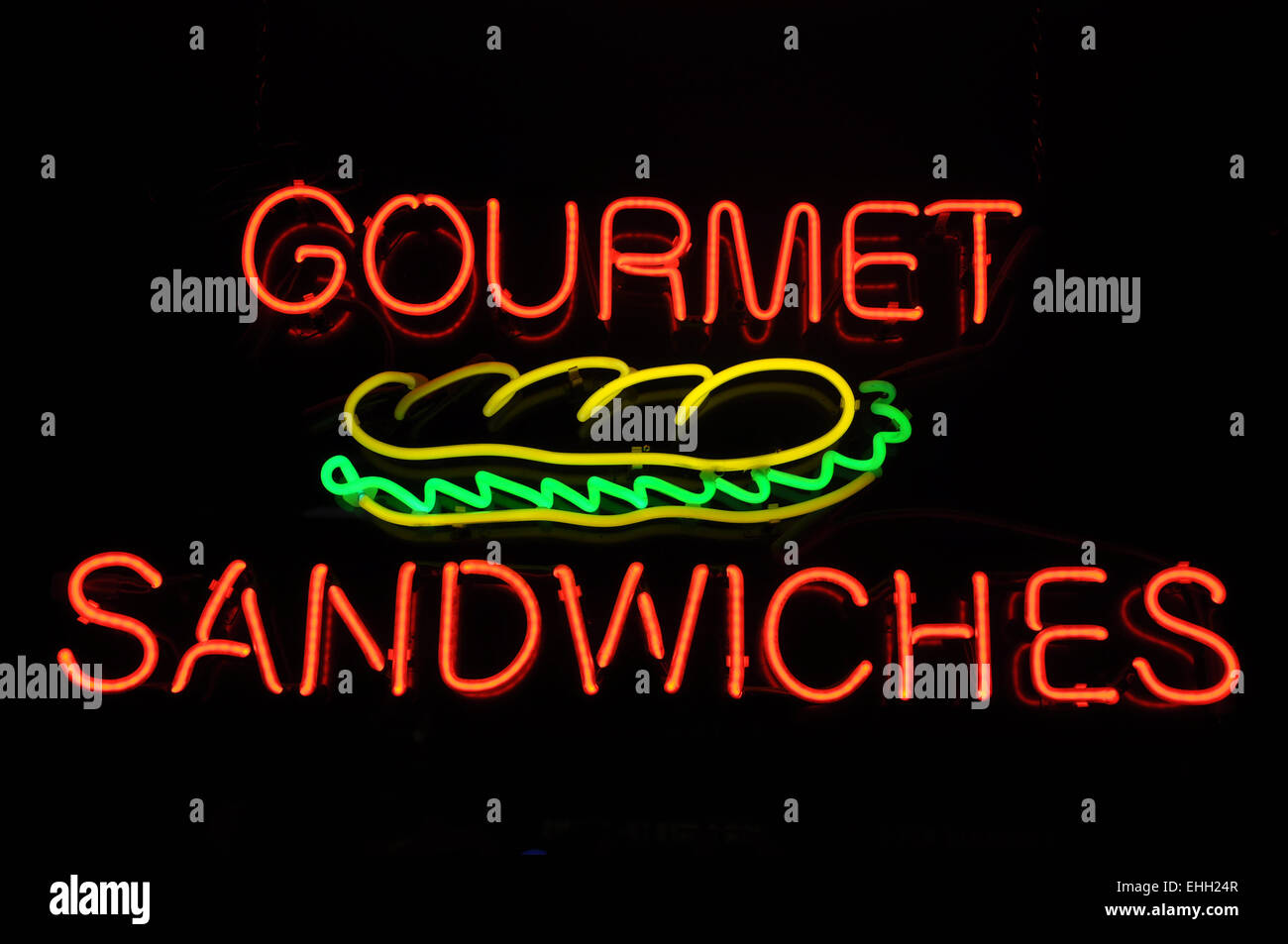 Gourmet Sandwiches Neon Sign Stock Photo - Alamy