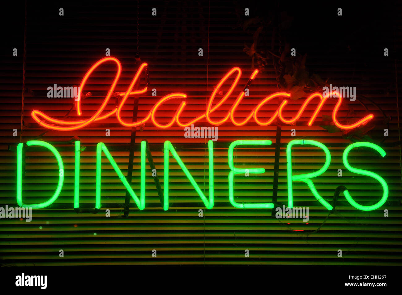 Italian Dinner Neon Sign Stock Photo - Alamy