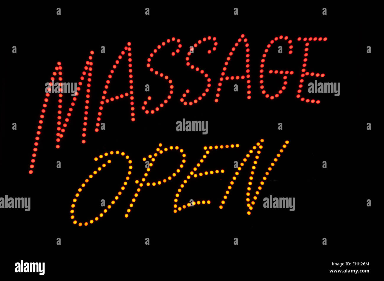 Massage Open Neon Sign Stock Photo - Alamy