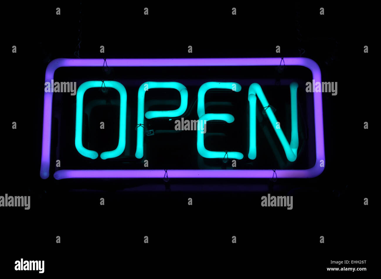 Open Neon Sign Stock Photo - Alamy