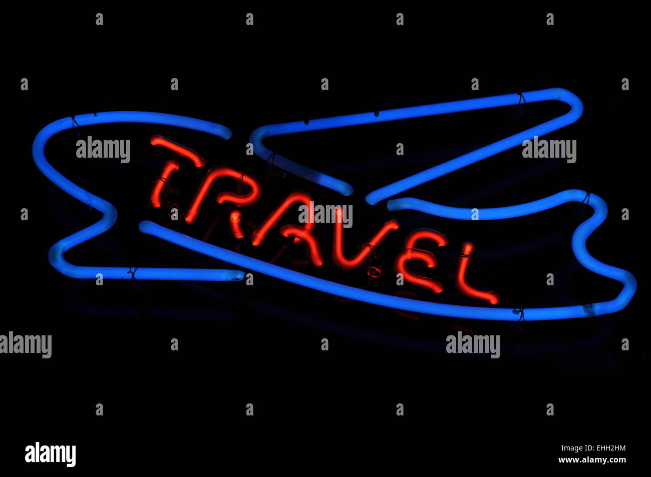 Travel Airplane Neon Sign Stock Photo - Alamy