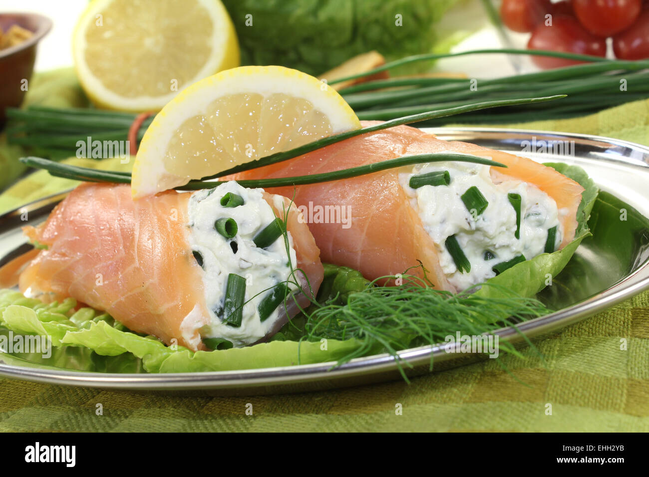 fresh salmon rolls Stock Photo - Alamy