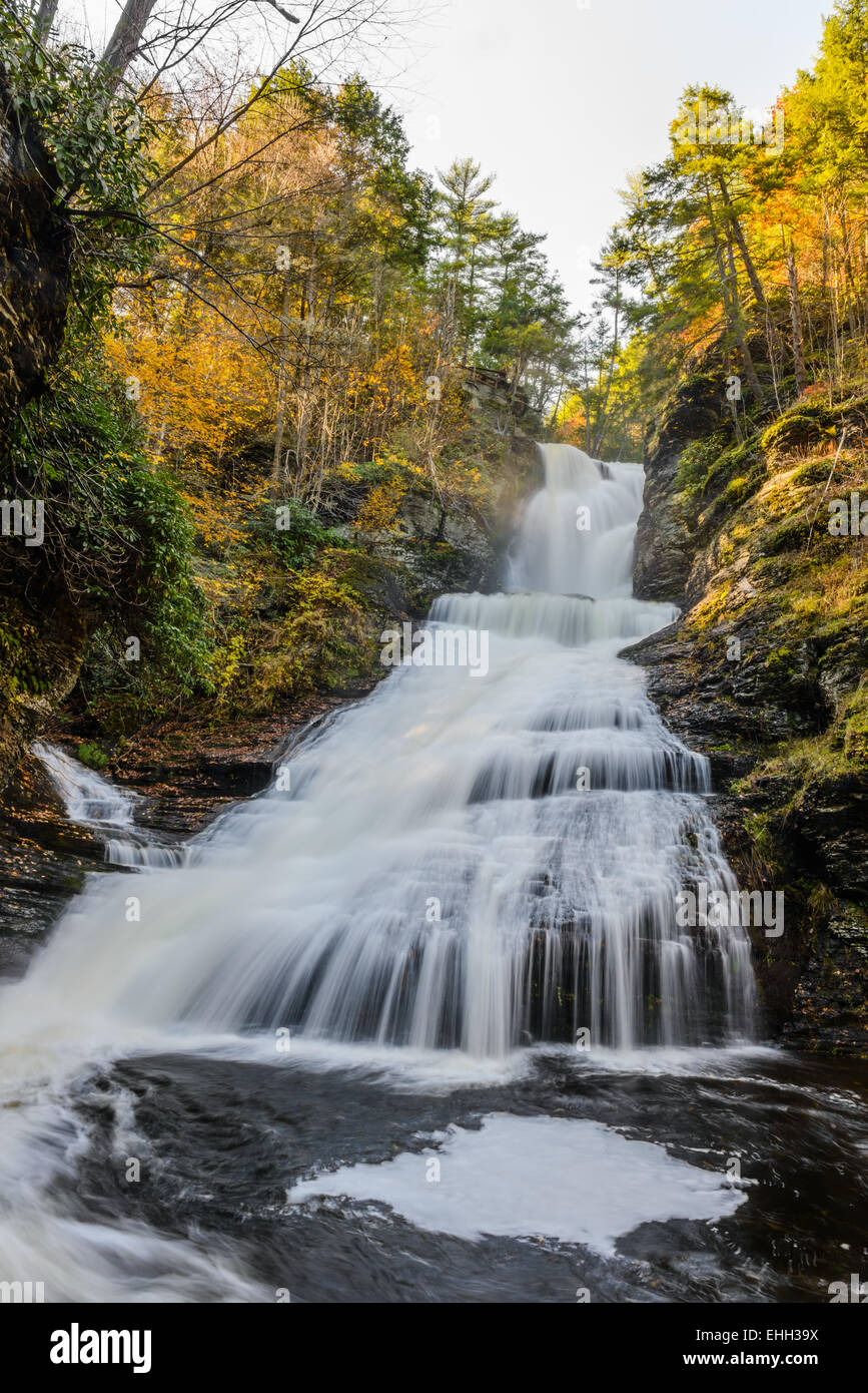 Beautiful waterfall in forest, autumn landscape Stock Photo - Alamy