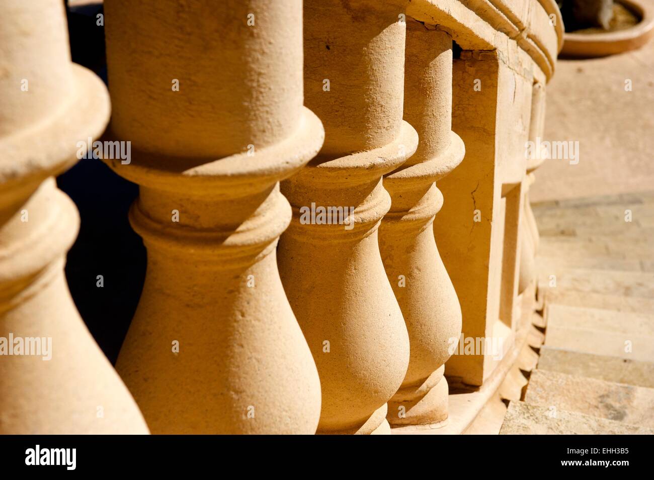 Concrete Pillars Lining Staircase Stock Photo - Alamy