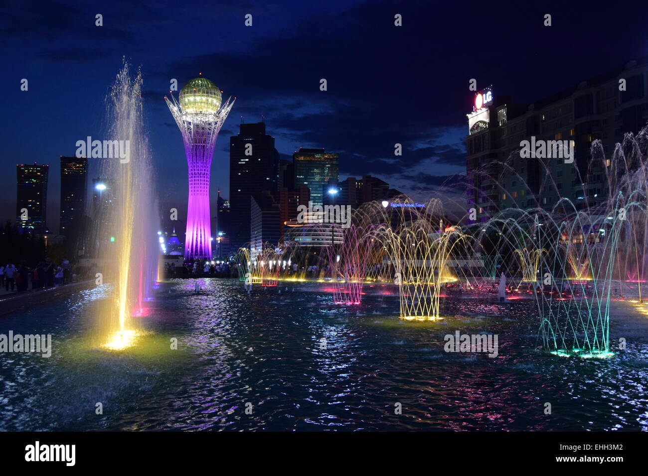 The BAITEREK tower in Astana, Kazakhstan, at night Stock Photo - Alamy