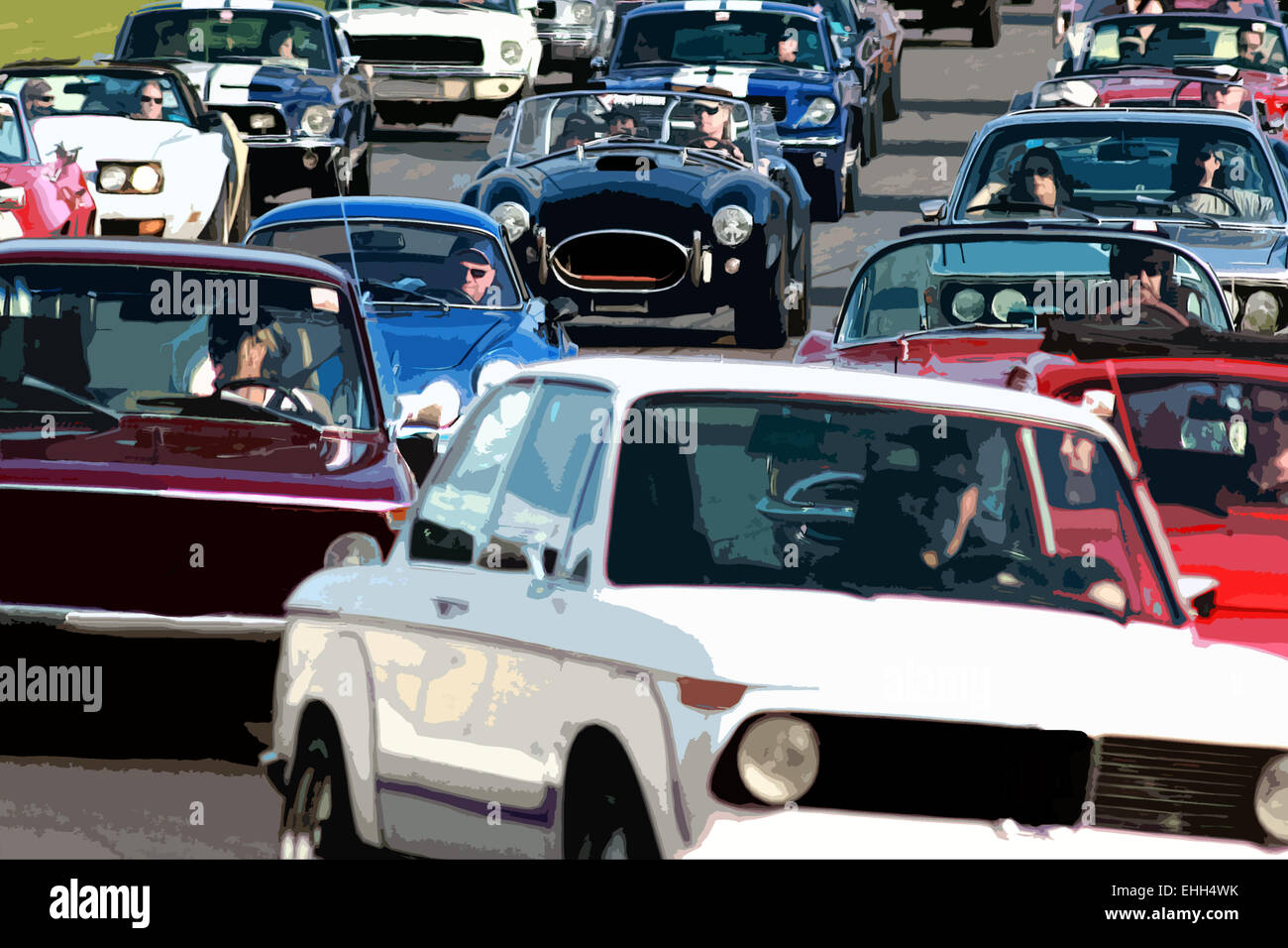 Vintage Traffic Jam Stock Photo - Alamy