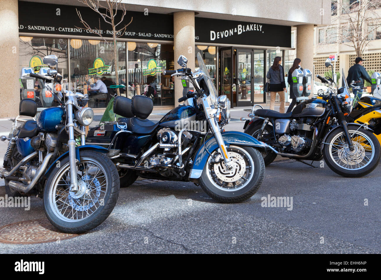 Street parked motorcycles - USA Stock Photo - Alamy