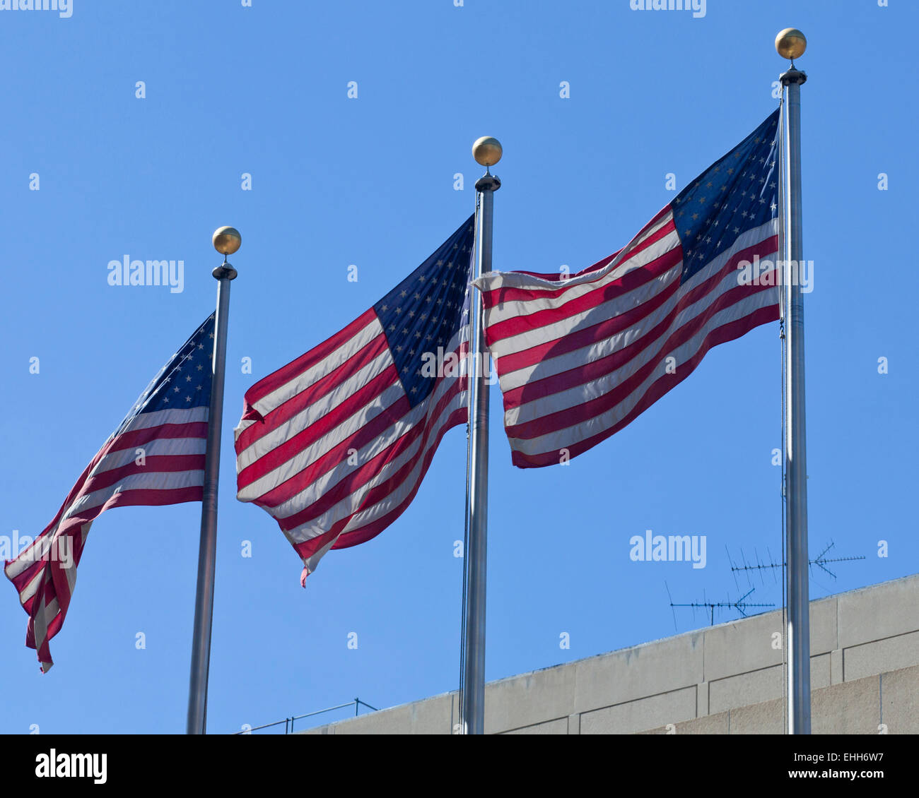American flag in front of US government building - USA Stock Photo - Alamy