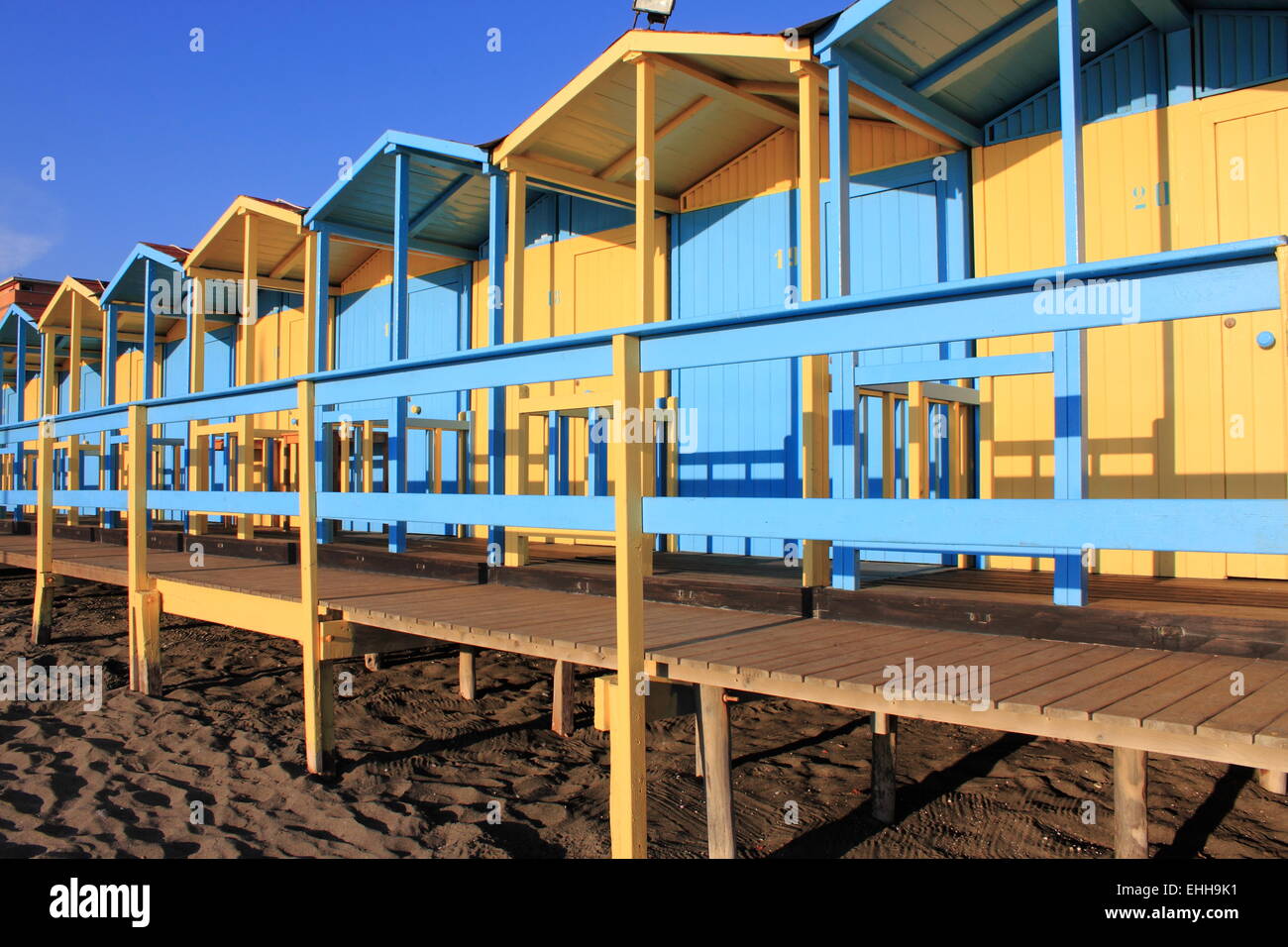 Bathing boxes on the beach Stock Photo - Alamy