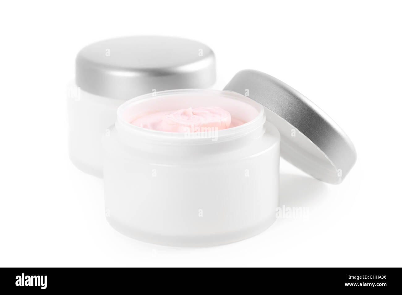 Facial cream in jar on white Stock Photo - Alamy