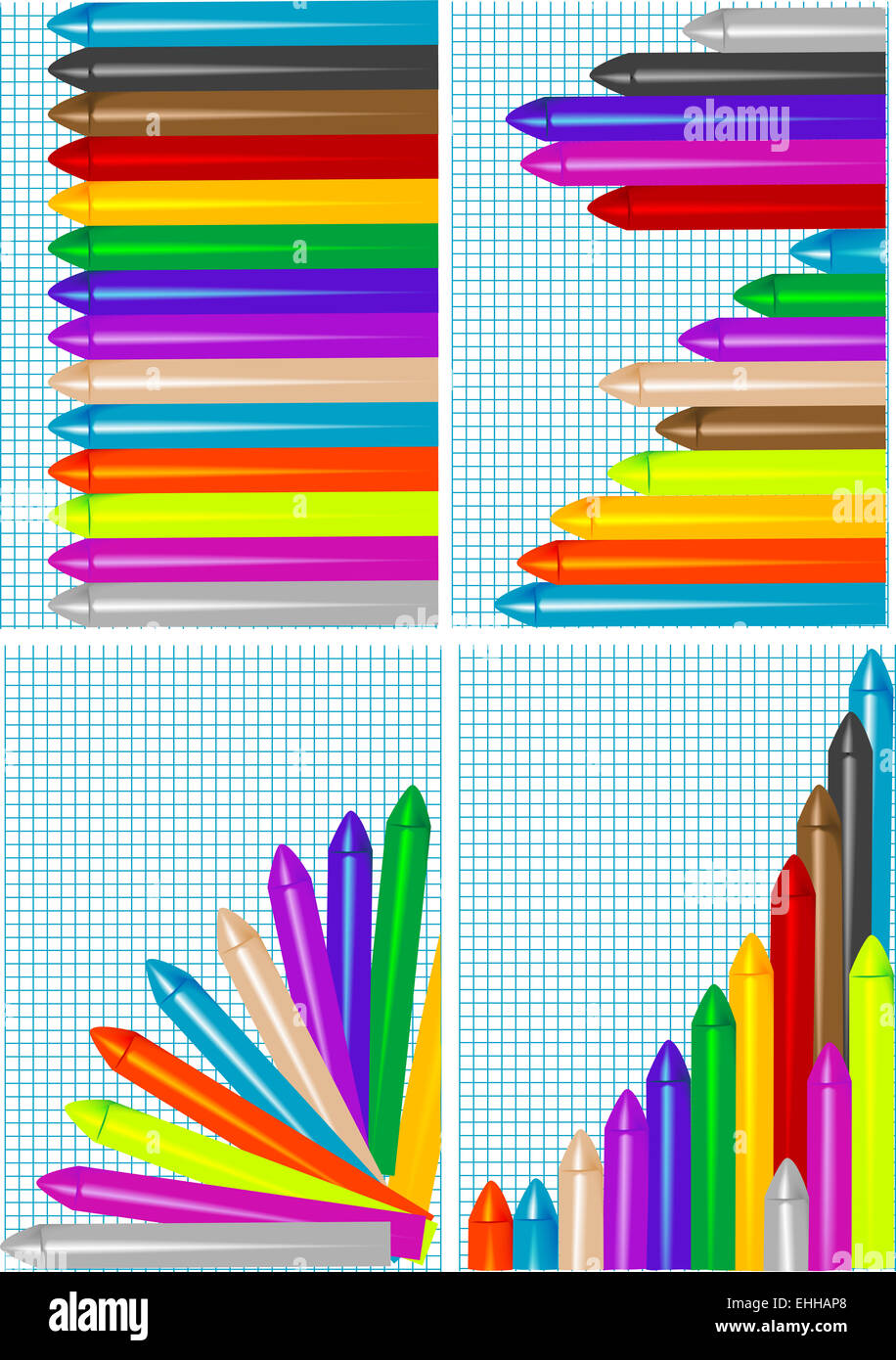 set of backgrounds with crayons Stock Photo - Alamy