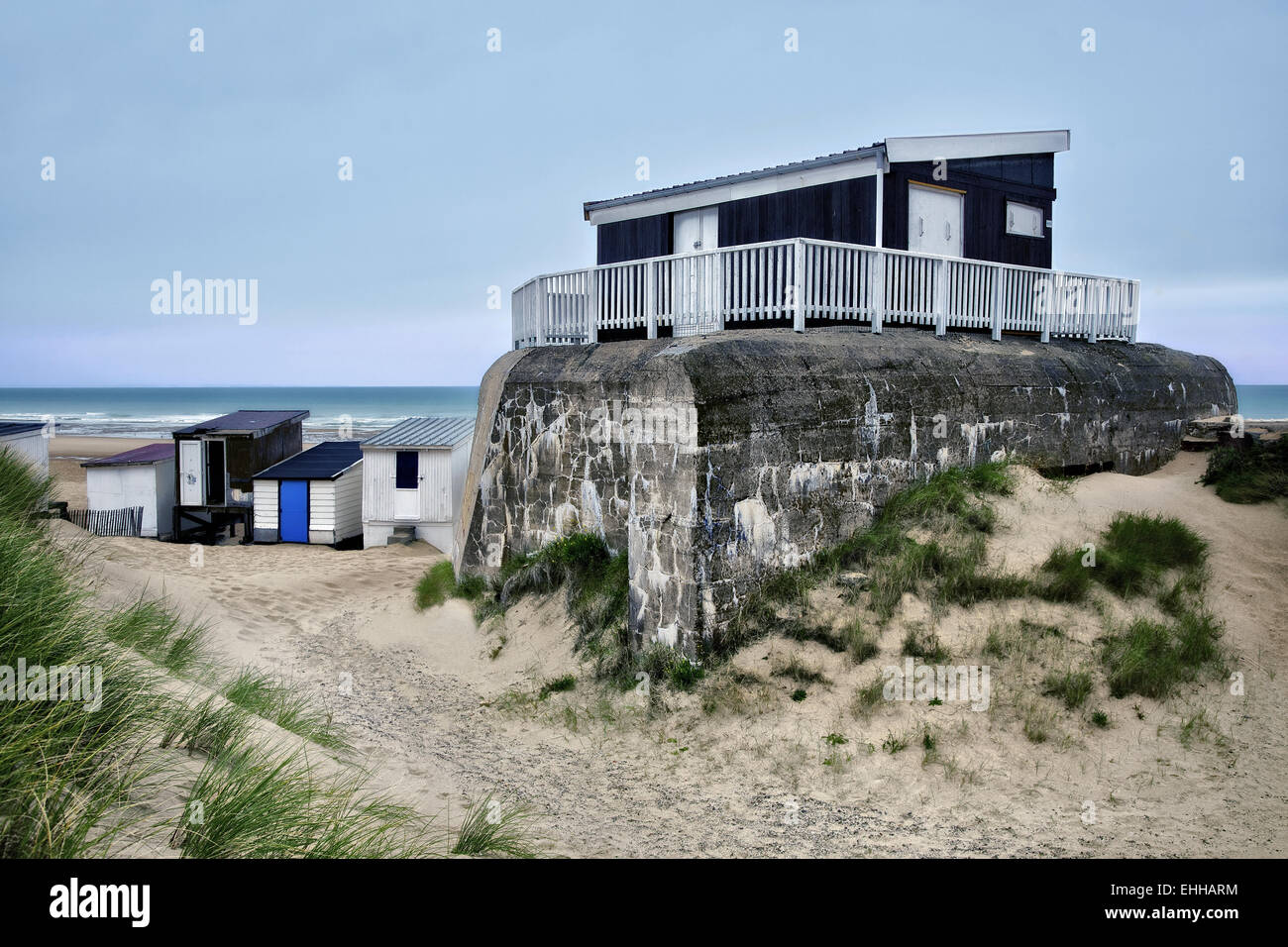 bech hut on the bunker, Calais, France Stock Photo - Alamy