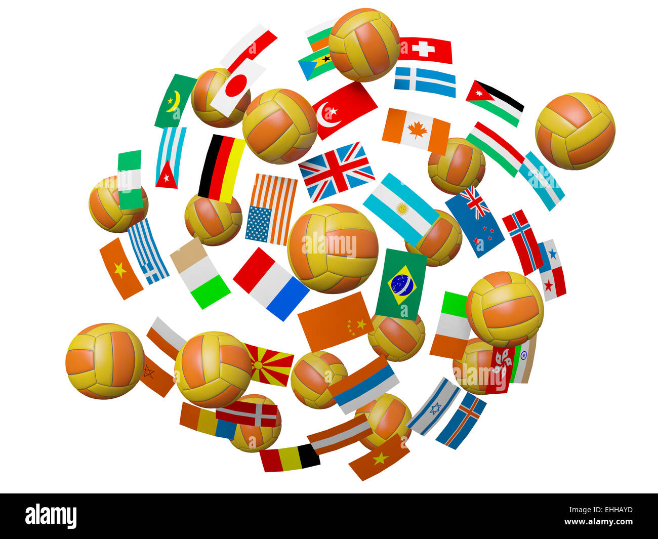 Volleyball balls and flags Stock Photo - Alamy