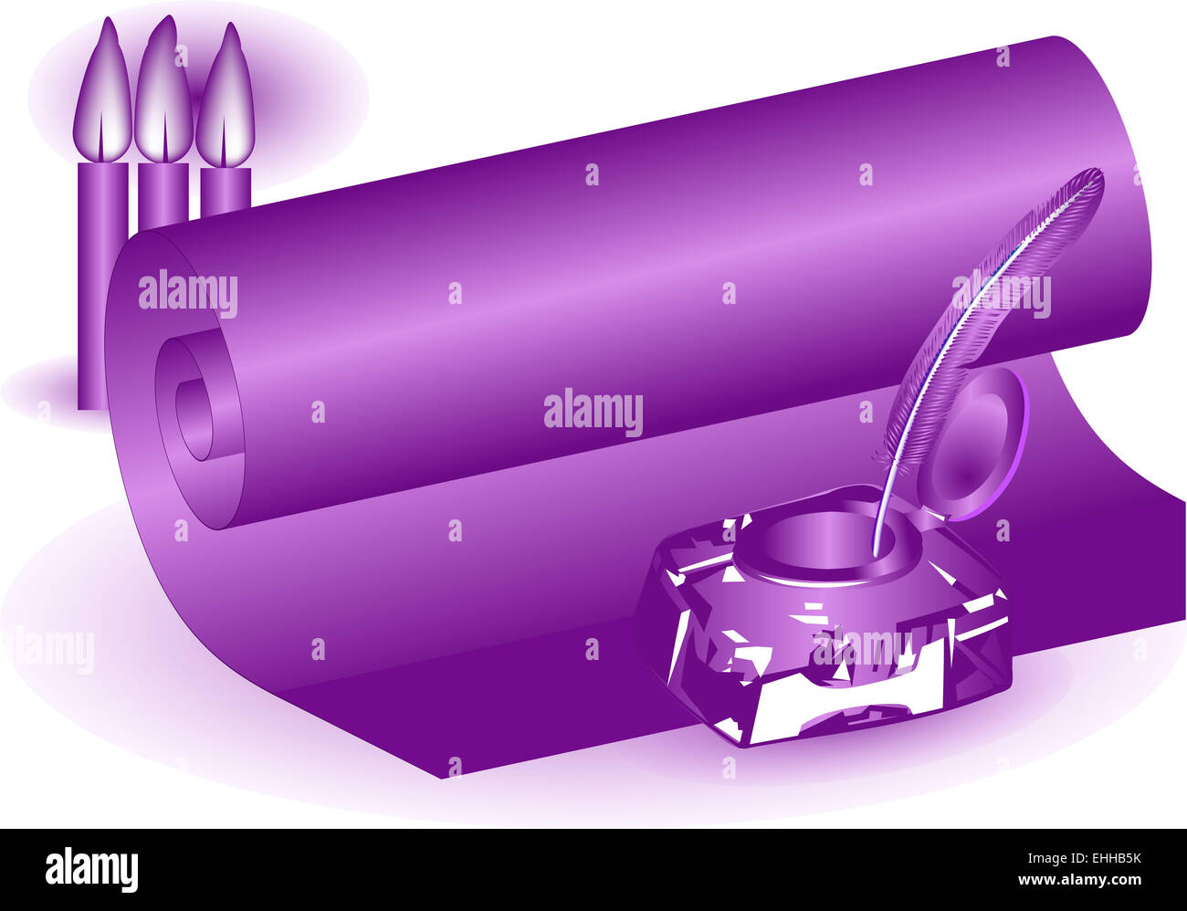 scroll pen and candles Stock Photo - Alamy