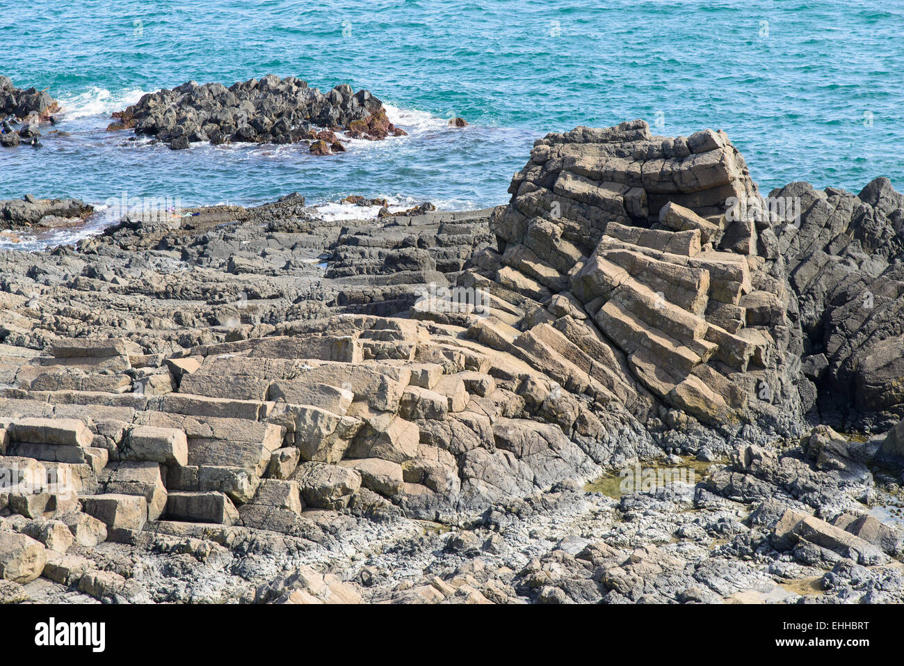 Yangnam columnar joint is famous for the lied or fan shape. This is the ...