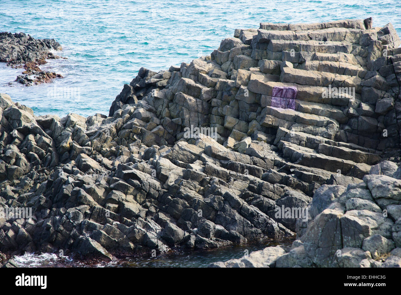 Yangnam columnar joint is famous for the lied or fan shape. This is the ...