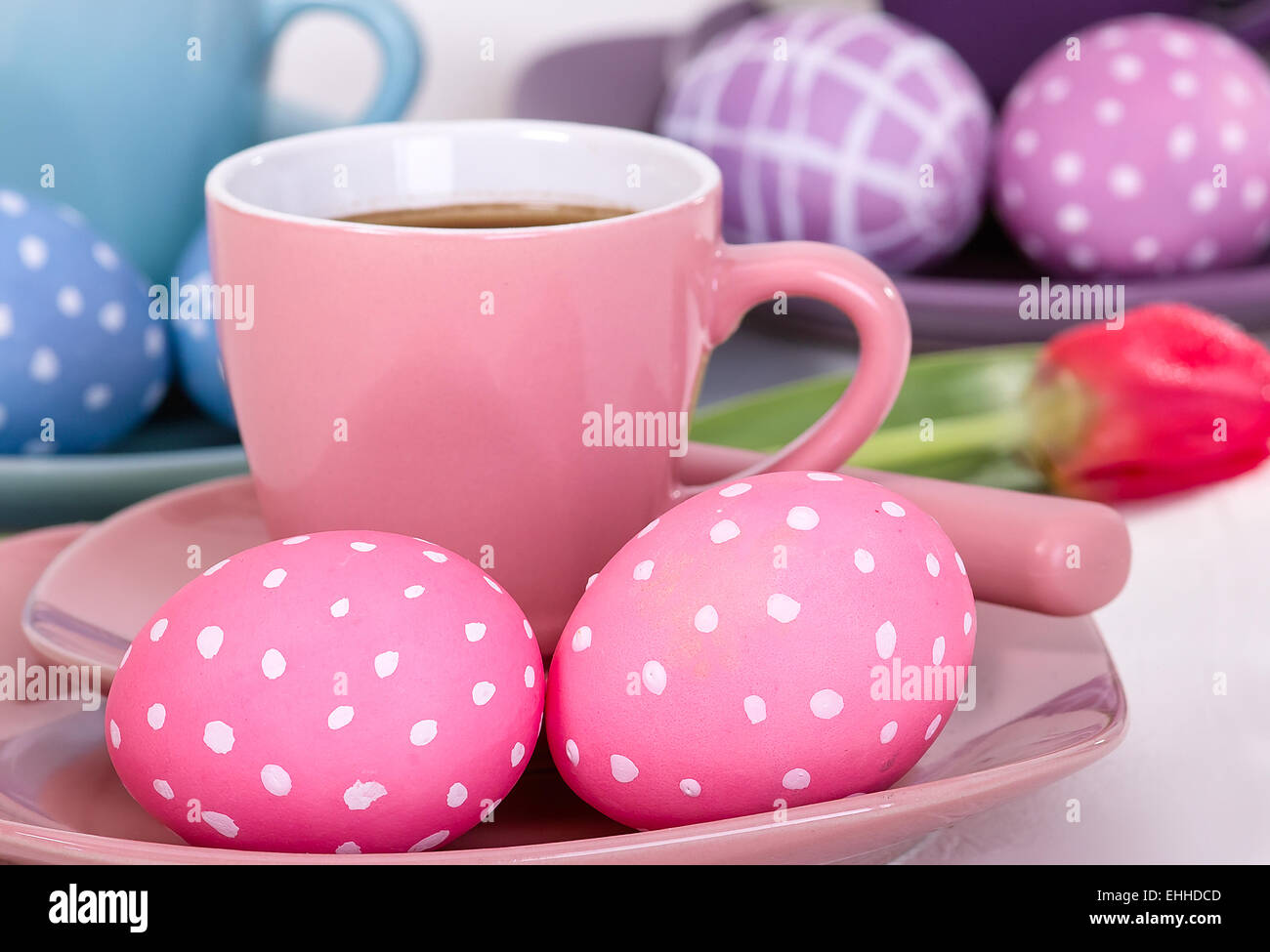 easter eggs and coffee Stock Photo - Alamy