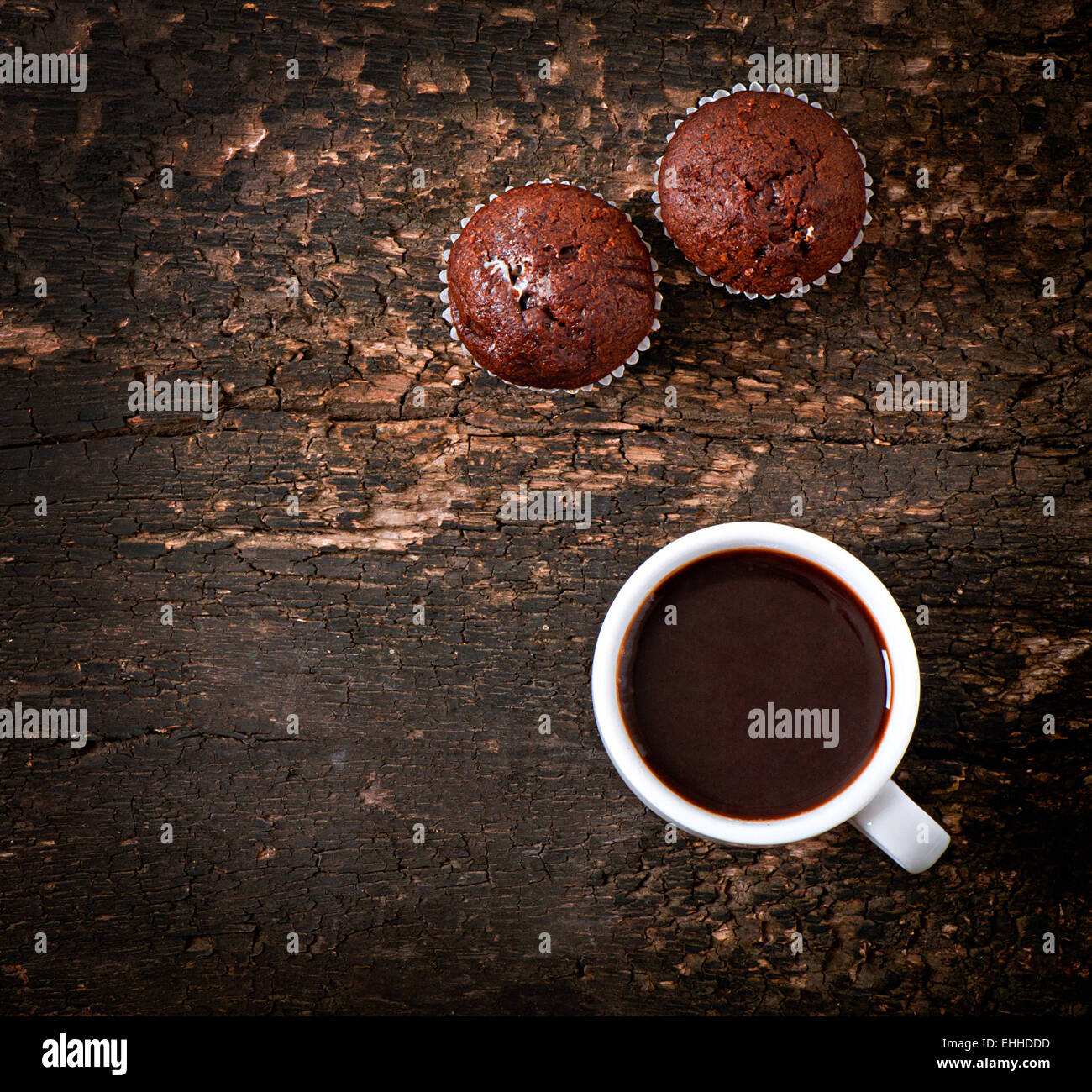Cup espresso coffee on rustic wooden background Stock Photo - Alamy