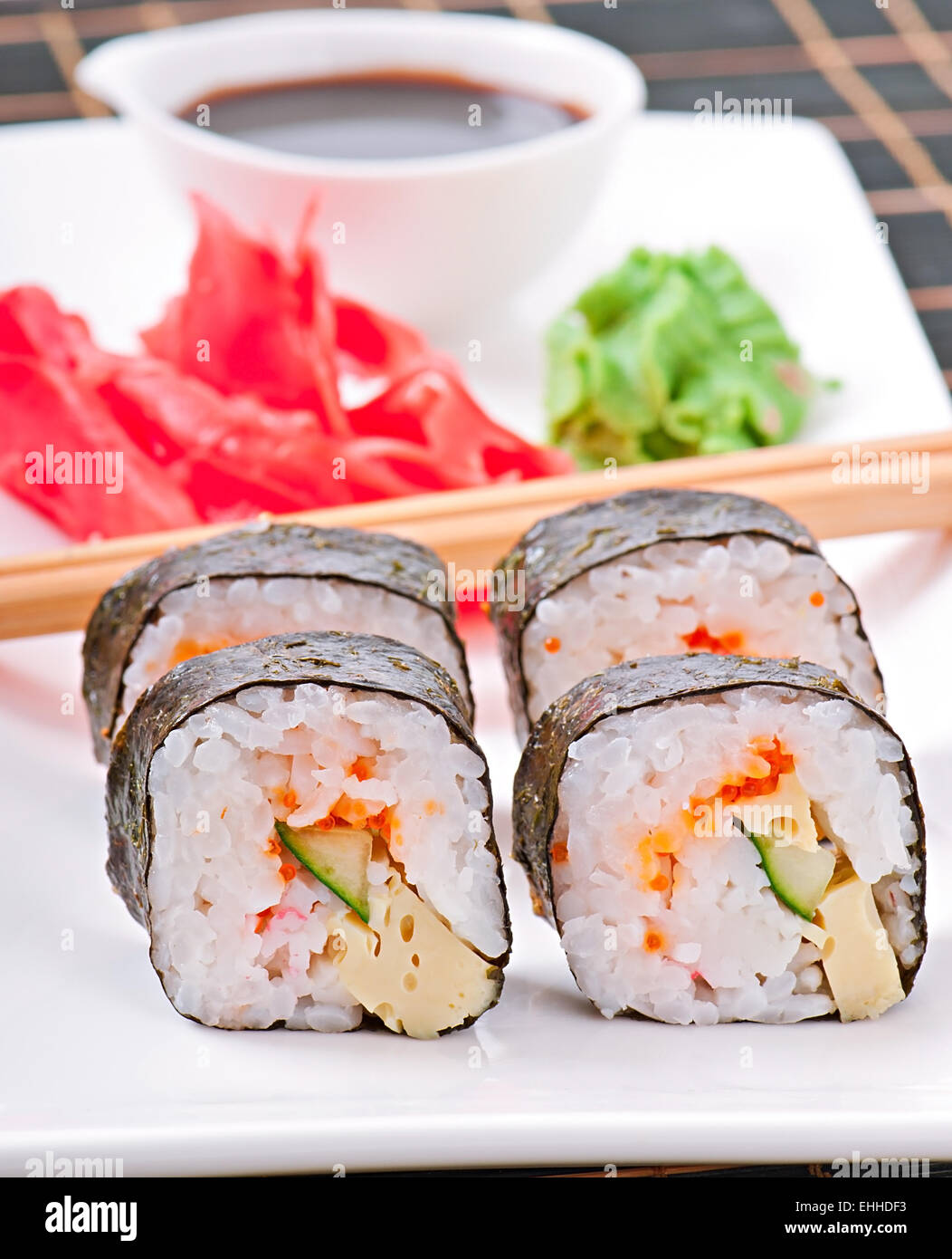 Traditional fresh japanese sushi rolls Stock Photo - Alamy