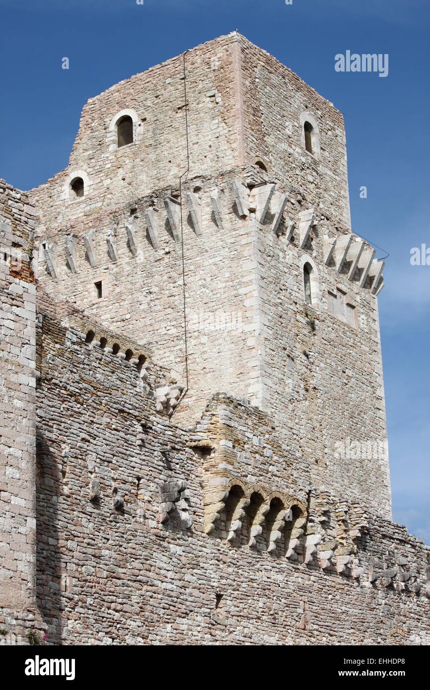 Tower of Major Fortress in Assisi Stock Photo - Alamy