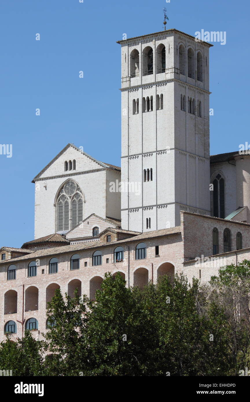 Bell tower of the monastery of st francis assisi hi-res stock ...