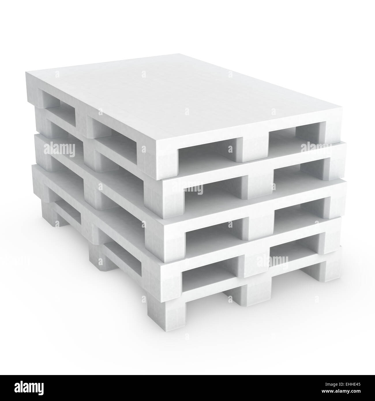 Stack of white plastic pallets Stock Photo - Alamy