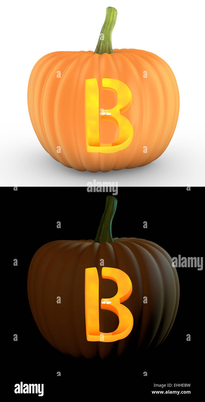 B letter carved on pumpkin jack lantern Stock Photo - Alamy