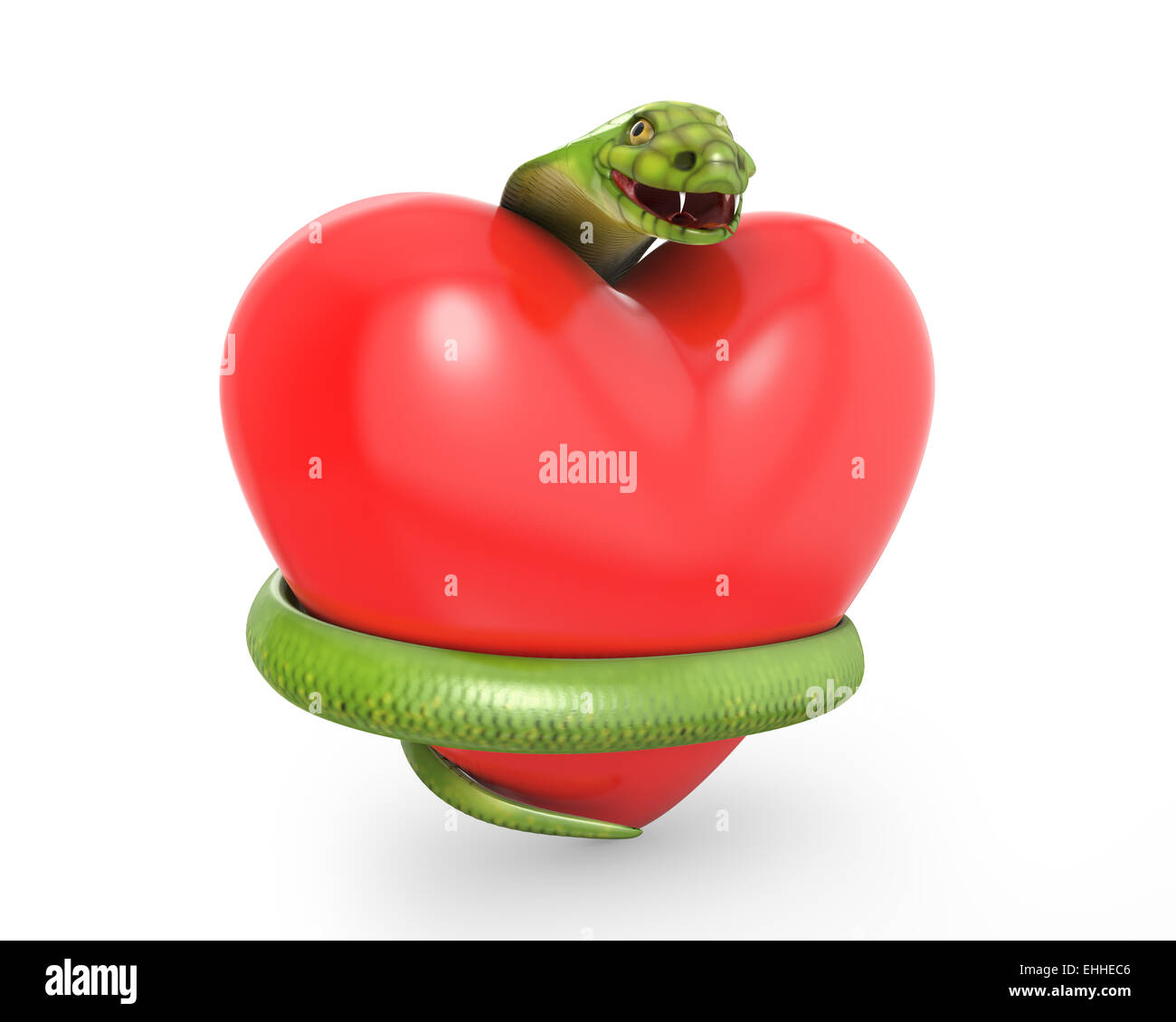 Green cobra on a red heart Stock Photo - Alamy
