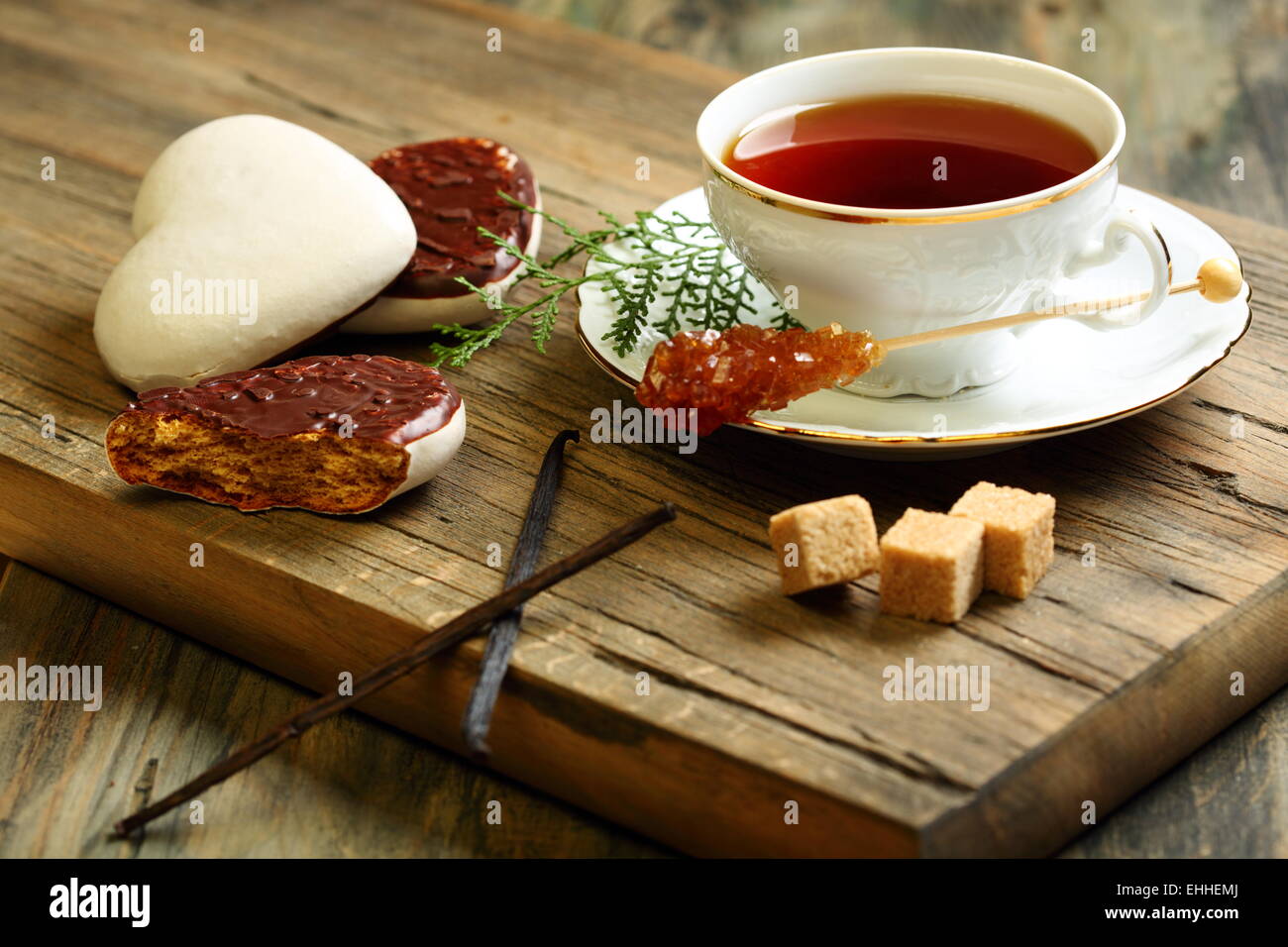 Ginger biscuits and a cup of tea Stock Photo - Alamy