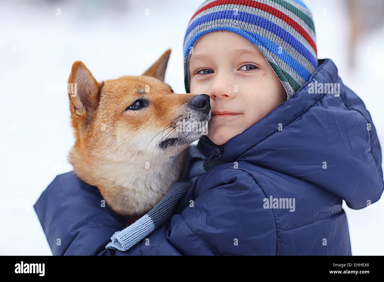 children and dogs concept of friendship loyalty Stock Photo - Alamy